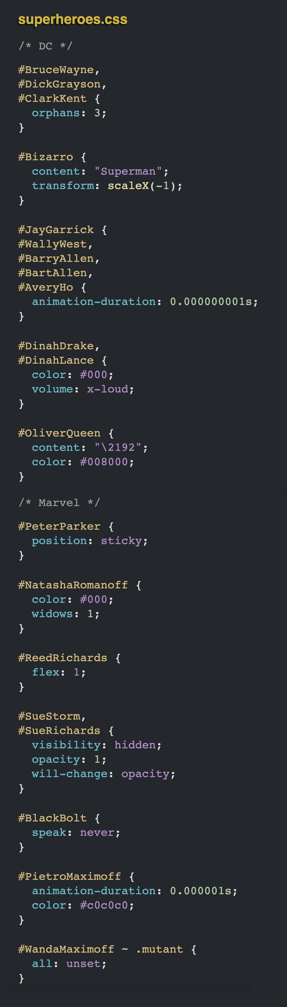 comiCSS #11: Superheroes.css
